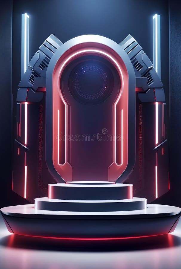 Futuristic Cyber Podium for High Technology Product Presentation Stock ...