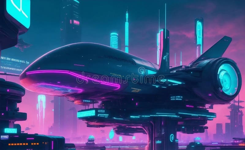 A Futuristic Cyber Punk City with Transportation System Stock ...