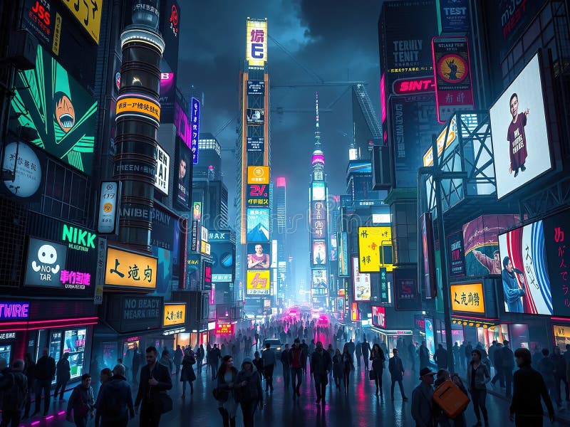 A Futuristic Cyber-punk World Blending Technology and Culture, AI ...