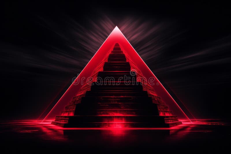 Futuristic Cyber Pyramid Red Fire. Generate Ai Stock Photo - Image of ...