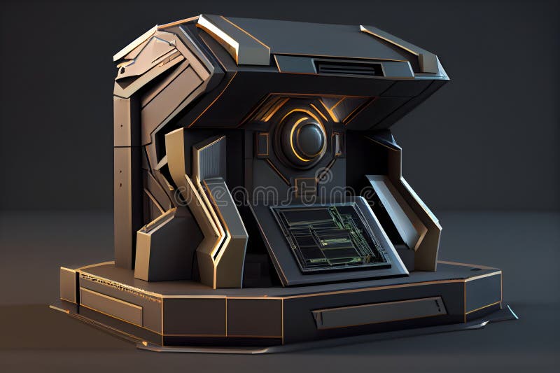 Futuristic Cyber Scifi Cube Concept, Box Ai Generative Stock ...