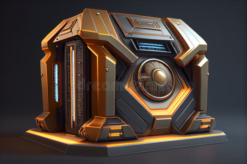 Futuristic Cyber Scifi Cube Concept, Box Ai Generative Stock ...