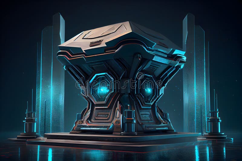 Futuristic Cyber Scifi Cube Concept, Box Ai Generative Stock Image ...