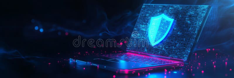 A Futuristic Cyber Security Concept Featuring a Laptop Alongside a ...