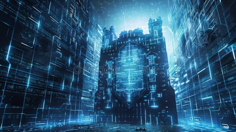 Futuristic Cyber Security Fortress Concept Stock Image - Image of ...