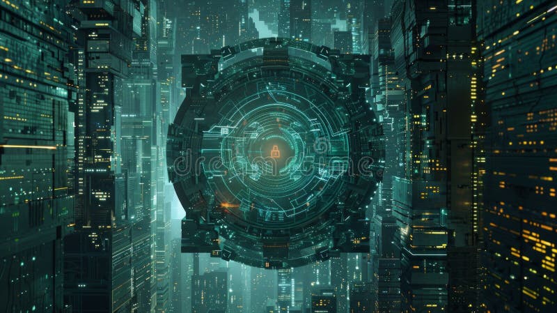 Futuristic Cyber Security Fortress Concept Stock Photo - Image of ...