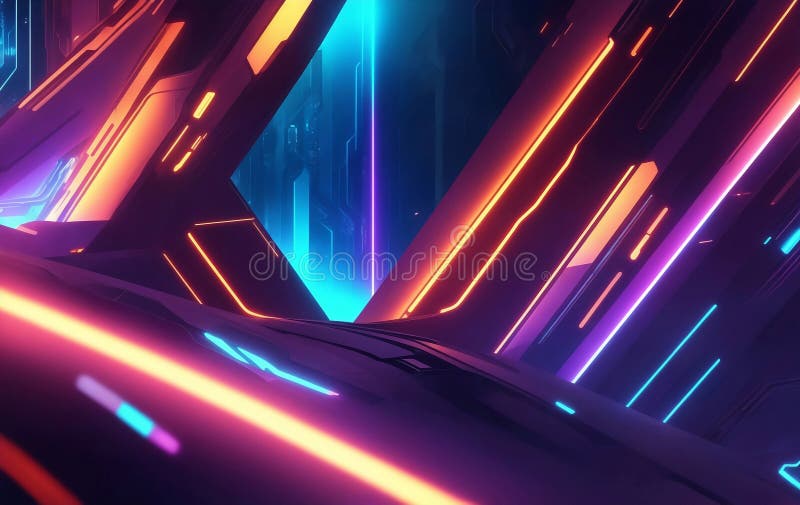 Futuristic Cyber Space City, Generative AI Illustration Stock ...