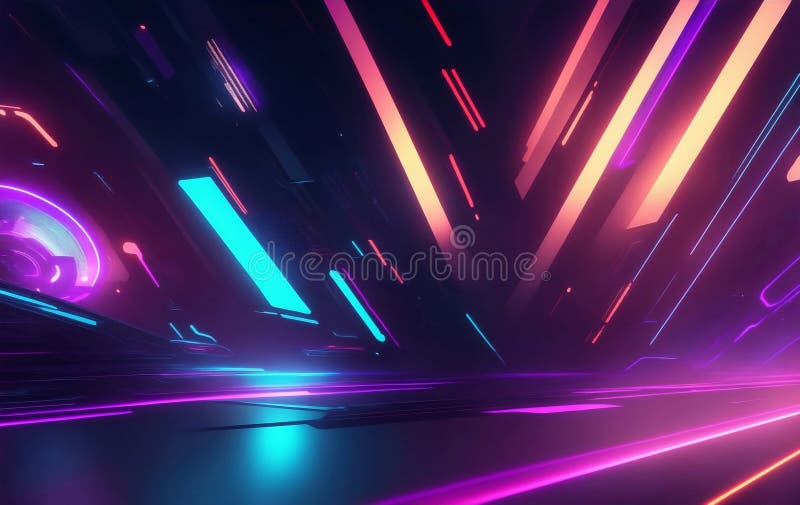 Futuristic Cyber Space City, Generative AI Illustration Stock ...