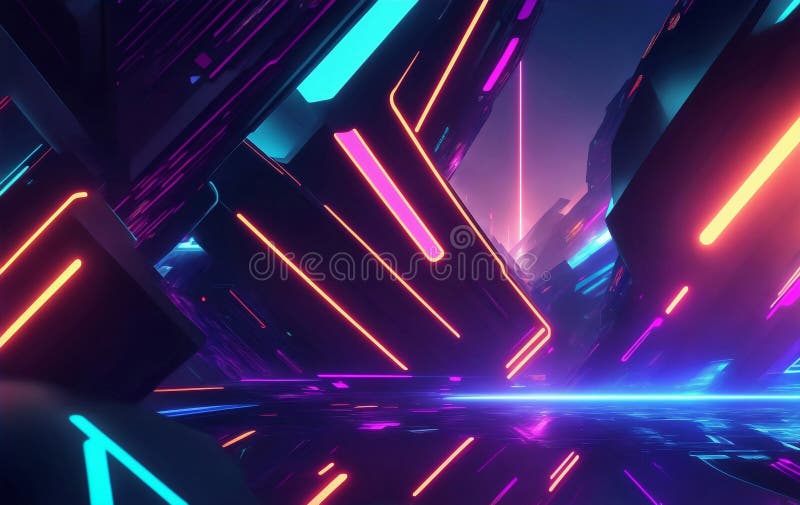 Futuristic Cyber Space City, Generative AI Illustration Stock ...