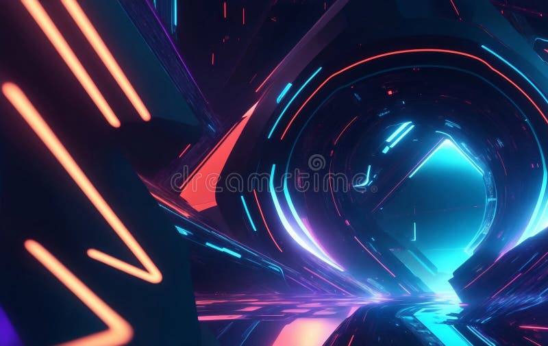 Futuristic Cyber Space City, Generative AI Illustration Stock ...