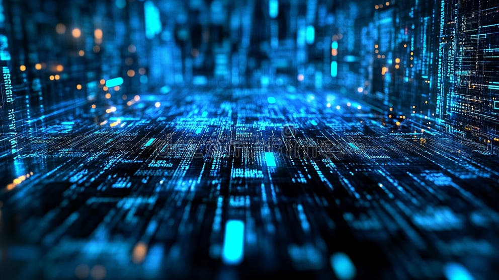 Futuristic Cyber Space Texture with Light Effects and High-Tech Code for Programming and ...