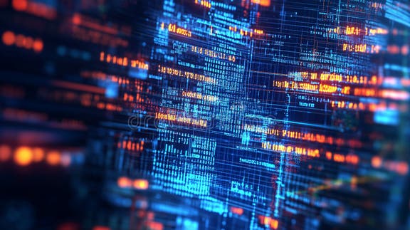 Futuristic Cyber Space Texture with Light Effects and High-Tech Code for Programming and ...