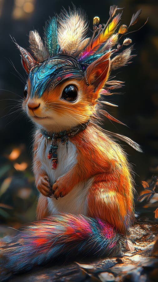 Futuristic Cyber Squirrel with Glowing Neon Accents and Technological ...