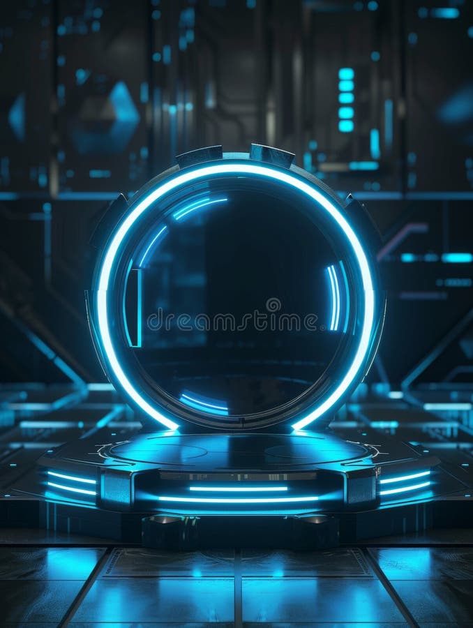 This Futuristic Cyber Stage Features a Realistic 3D Hologram on a Dark ...
