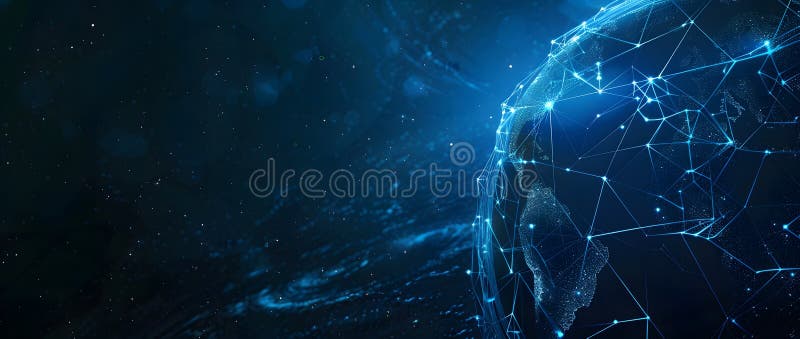 Futuristic Cyber Tech Background with Blue Glowing Lines and Earth - AI ...