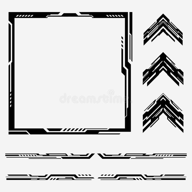 Futuristic Cyber Tech Frame and Borders with Sharp Digital Elements for ...