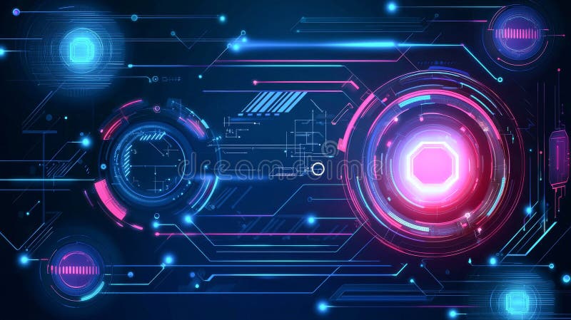 Futuristic Interface Data Visualization Glowing Ui Elements Neon Lines Design Stock Photos ...