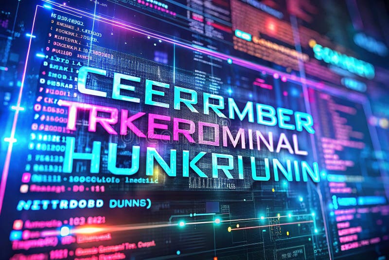 Futuristic Cyberattack Screen Display Stock Illustration - Illustration ...