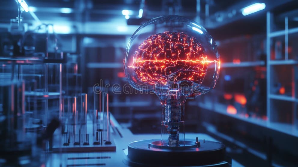 Futuristic Cybernetic Brain Implant with AI Neural Integration Stock ...