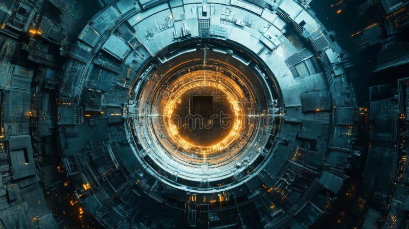 Futuristic Cybernetic Core Glowing Energy Circle Stock Illustration ...
