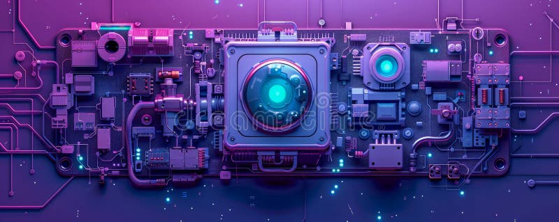 Futuristic Cybernetic Device with Neon Lights and Advanced Technology ...