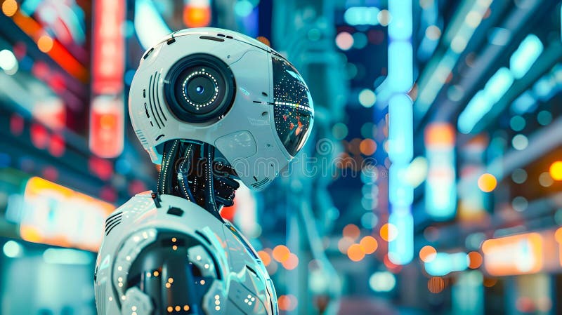 Futuristic Cybernetic Orb with Glowing Neon Circuits and Sensors in ...