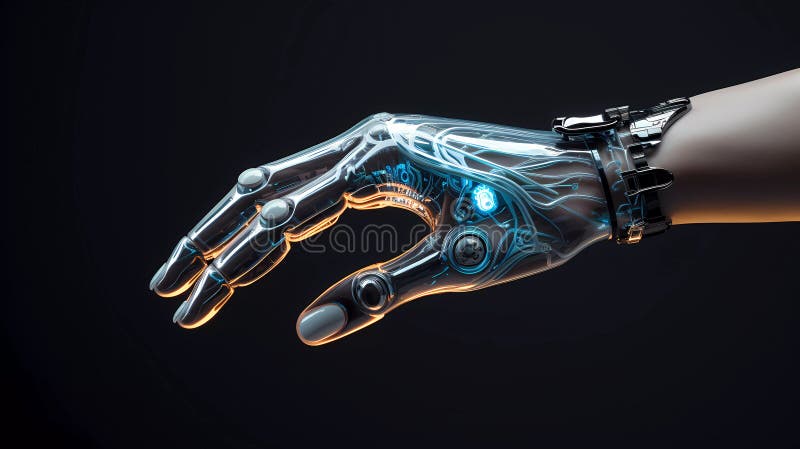 Futuristic Cybernetic Robotic Hand in Cyberpunk Style Stock ...