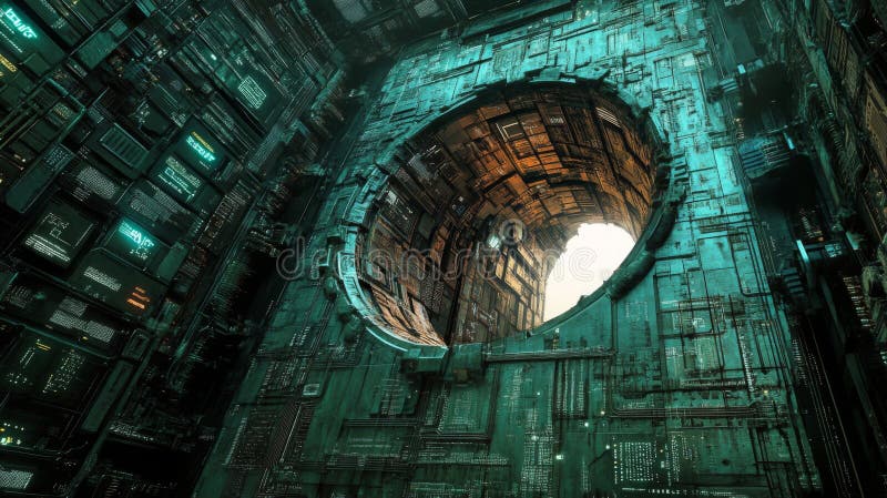 Futuristic Cybernetic Structure Reveals a Bright Opening Stock ...