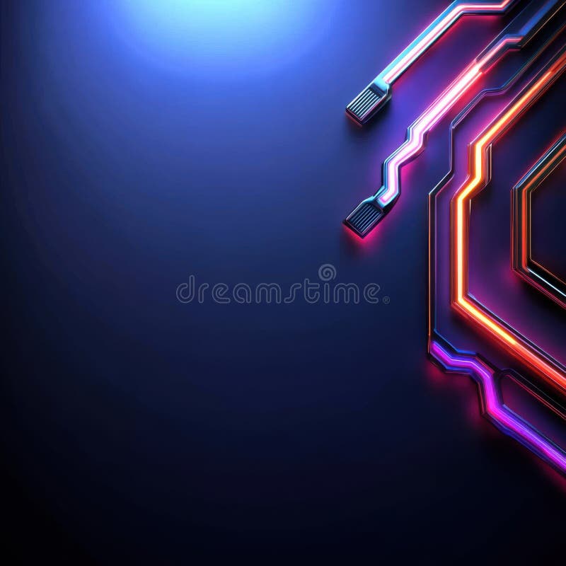 Futuristic Cyberpunk Background with Glowing Lines and Shapes Stock ...
