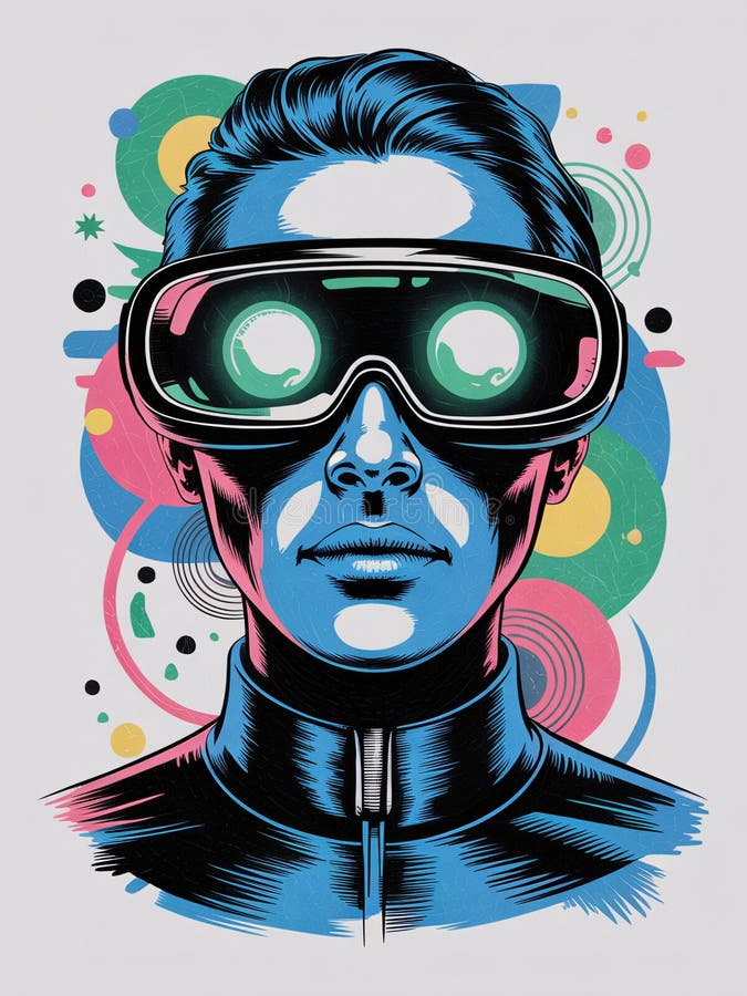 Futuristic Cyberpunk Character with High-Tech Goggles and Vibrant ...