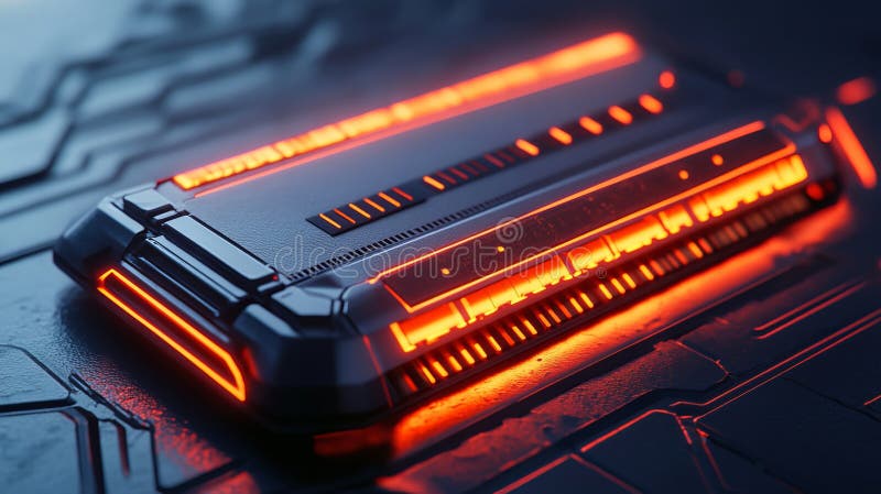 Futuristic Cyberpunk Circuit Board with Glowing Neon Lights and High-Tech Design Elements Stock ...