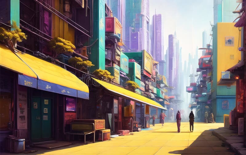 Cyberpunk Theme Sci Fi Background 3D Rendering of Abstract Neon Mega ...