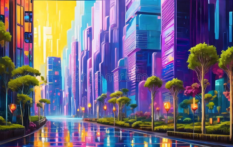Cyberpunk Poster 80s Style. Retro Style, Neon, Futuristic, Landscape ...
