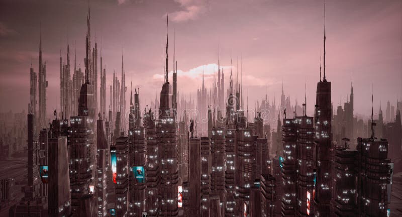 Futuristic Cyberpunk City and Metaverse Concept, 3d Render Stock ...