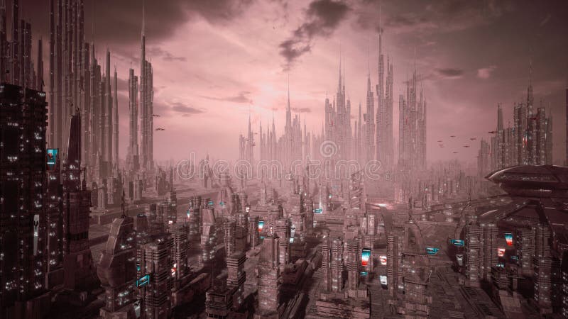 Futuristic Cyberpunk City and Metaverse Concept, 3d Render Stock ...