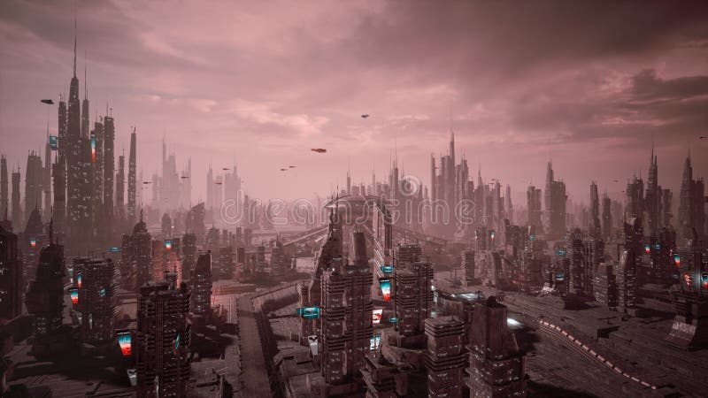 Futuristic Cyberpunk City and Metaverse Concept, 3d Render Stock ...