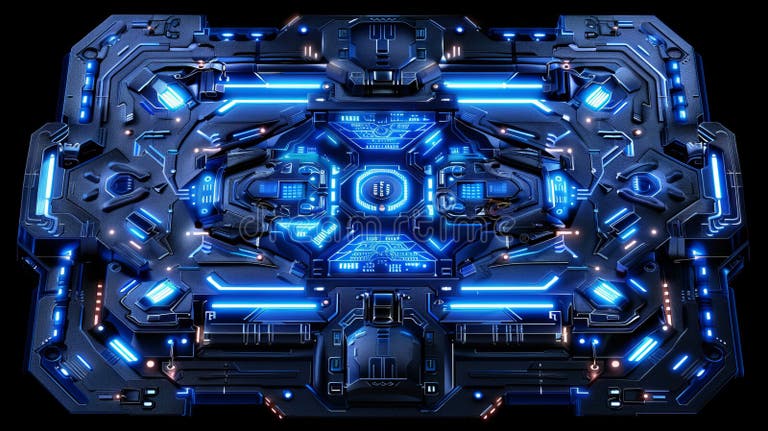 Futuristic Cyberpunk Control Panel with Glowing Neon Lights, Hi-Tech ...