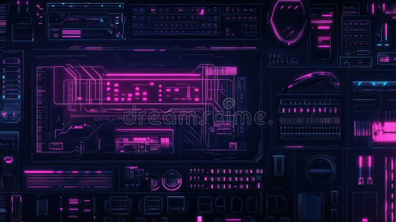 Futuristic Cyberpunk Design Displaying Neon Typography and Digital HUD ...