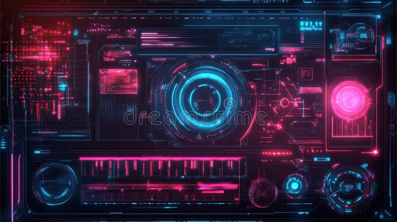 Futuristic Cyberpunk Design Featuring Glitch Effects with Vibrant Neon ...