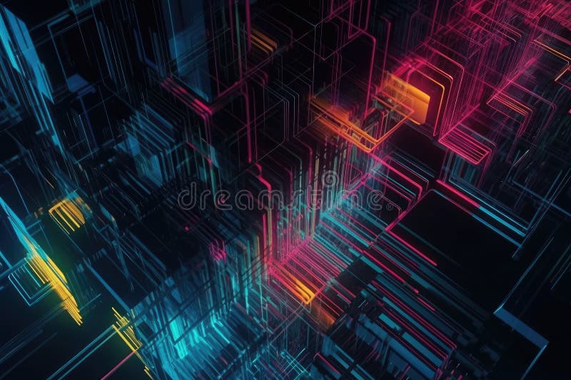 Futuristic Cyberpunk Design with Interlaced Digital Glitch and ...