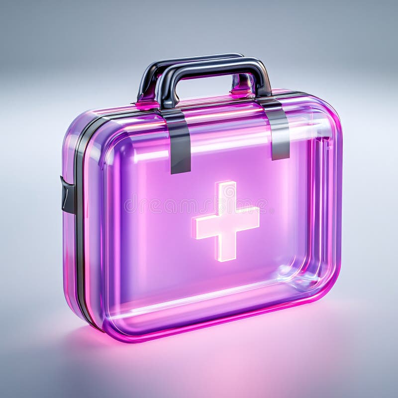 Futuristic Cyberpunk First Aid Kit with Neon Lights and Transparent ...