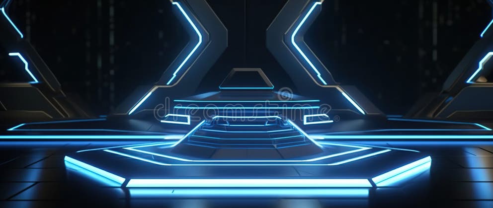 Futuristic Cyberpunk Platform Stock Illustration - Illustration of ...