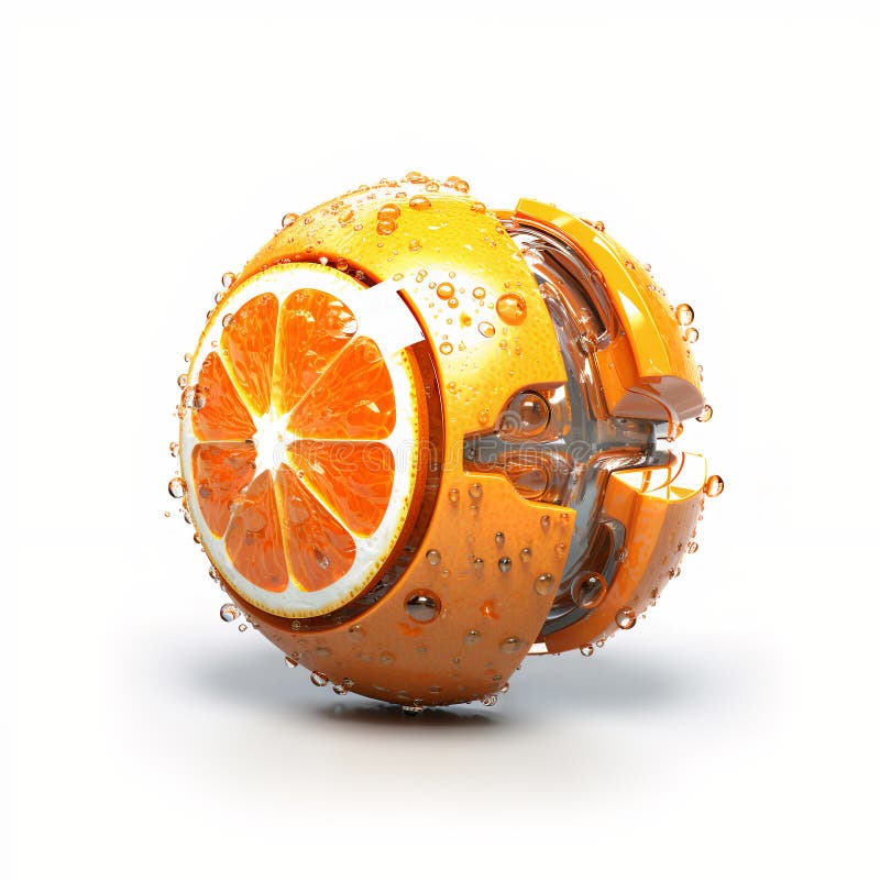 Futuristic Cyberpunk Realistic Orange Isolated on a White Background ...