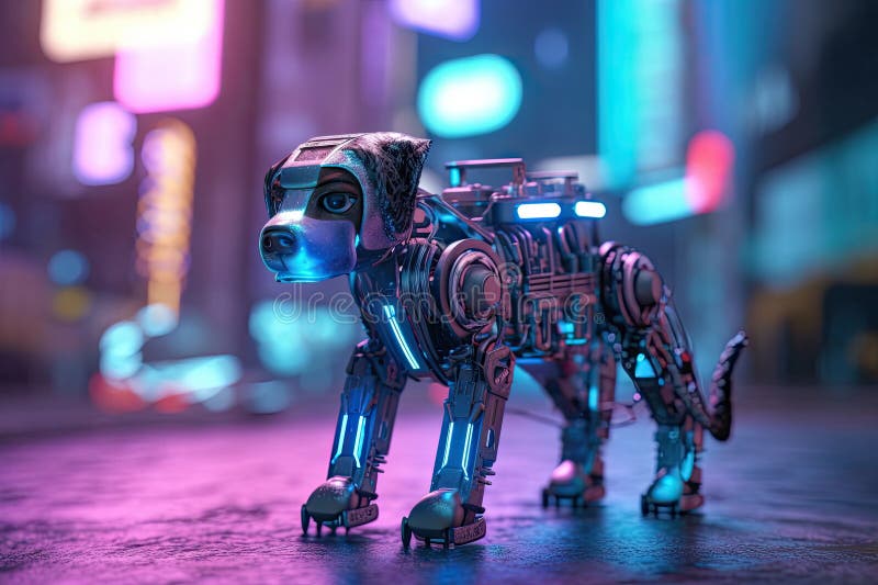 Futuristic Cyberpunk Robot Dog. Generative AI Stock Illustration ...