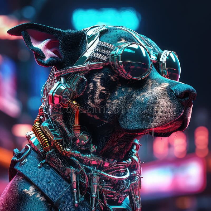 Futuristic Cyberpunk Robot Dog. Generative AI Stock Illustration ...
