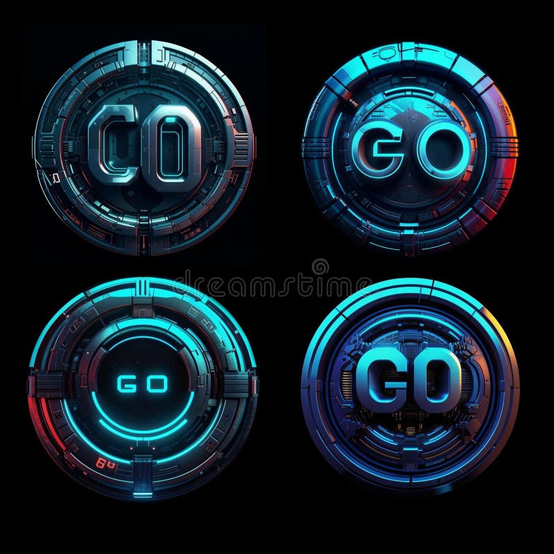 Set of Web Icons with Button GO Stock Illustration - Illustration of ...