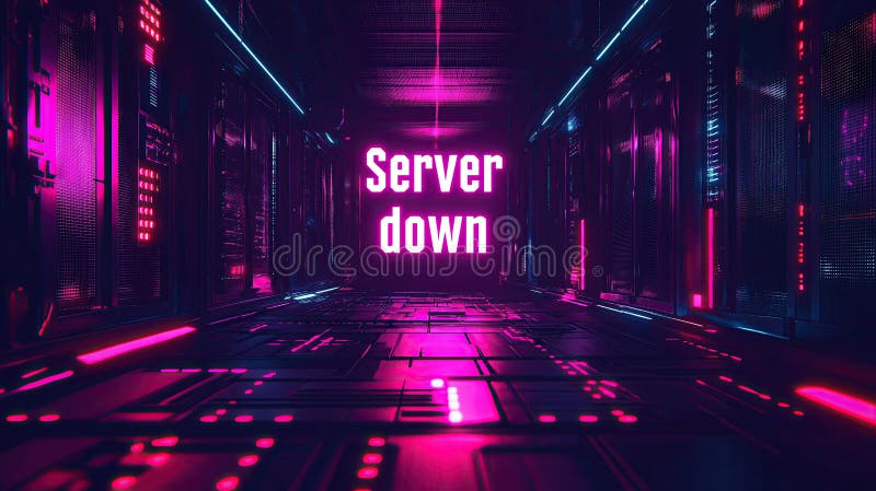 Futuristic Cyberpunk Style Server Room with Text Stock Illustration ...