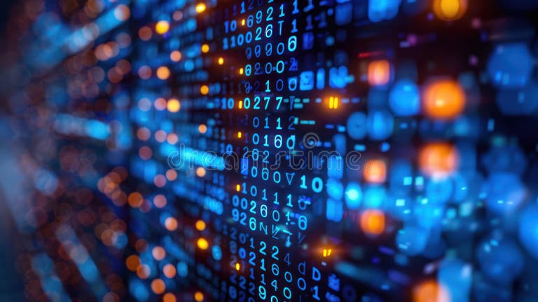 Futuristic Cybersecurity: Blue Digital Screen Displaying Binary Code ...