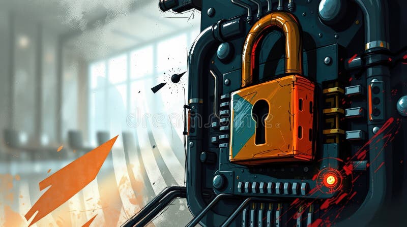 Futuristic Cybersecurity Concept with a Locked System and Digital ...