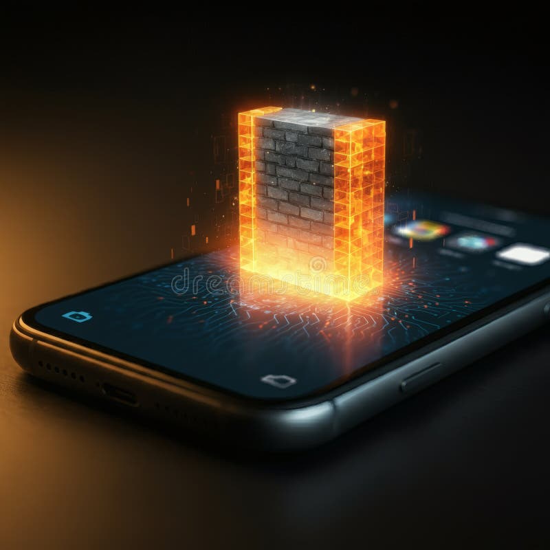 Futuristic Cybersecurity Concept Showing a Glowing Firewall and ...